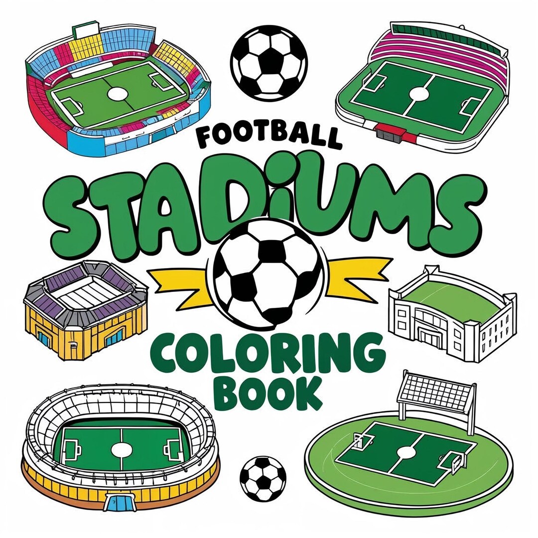 30 Football Stadiums Colouring Book | World Football Arenas to Colour ...
