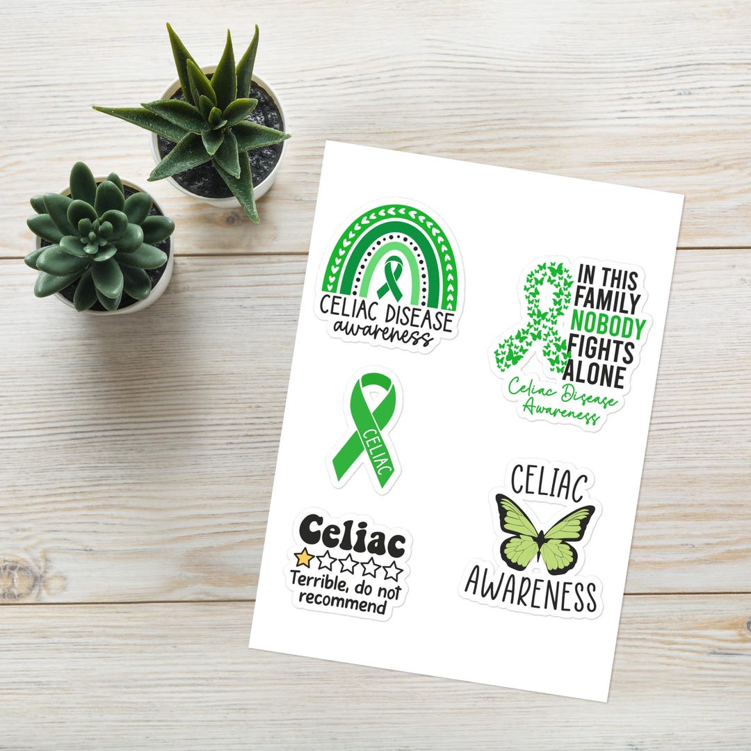 Celiac Disease Awareness Sticker Pack: Green Ribbon Stickers - Etsy