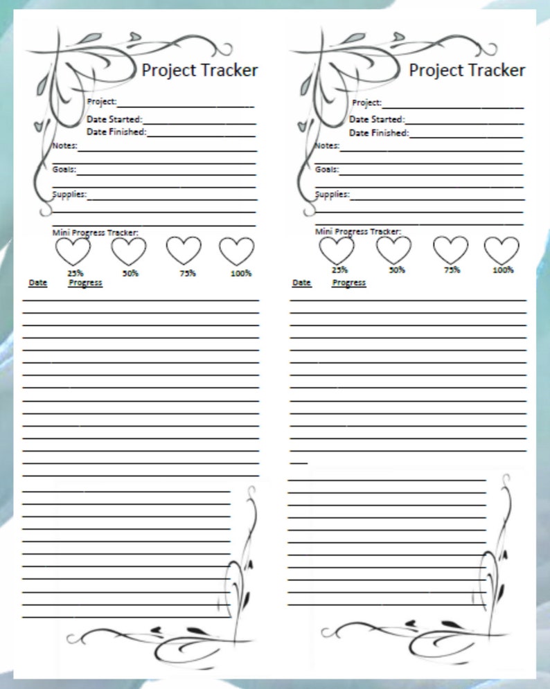 Progress Tracker PDF Printable for Any Craft Keep a Log of - Etsy