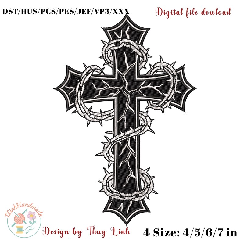 Gothic Cross Dst - Etsy UK