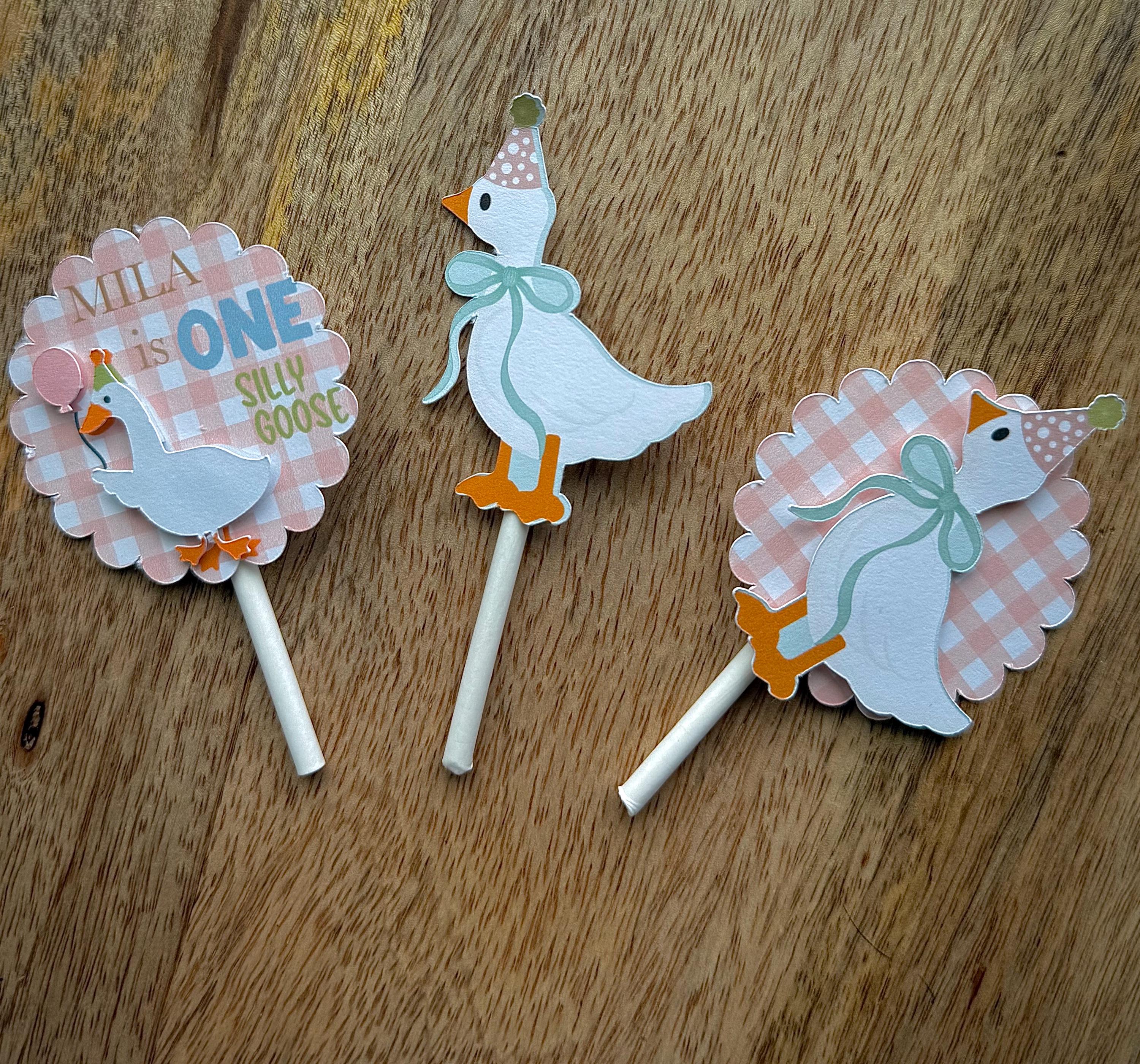 One Silly Goose Cupcake Toppers, Goose/ Duck Birthday Party Decorations ...