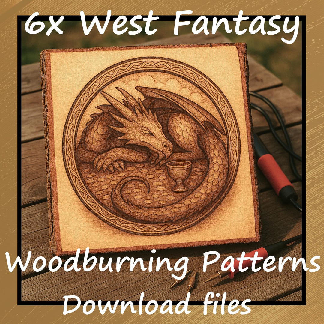 6x Fantasy Woodburning Patterns | Fantasy Designs | Printable ...
