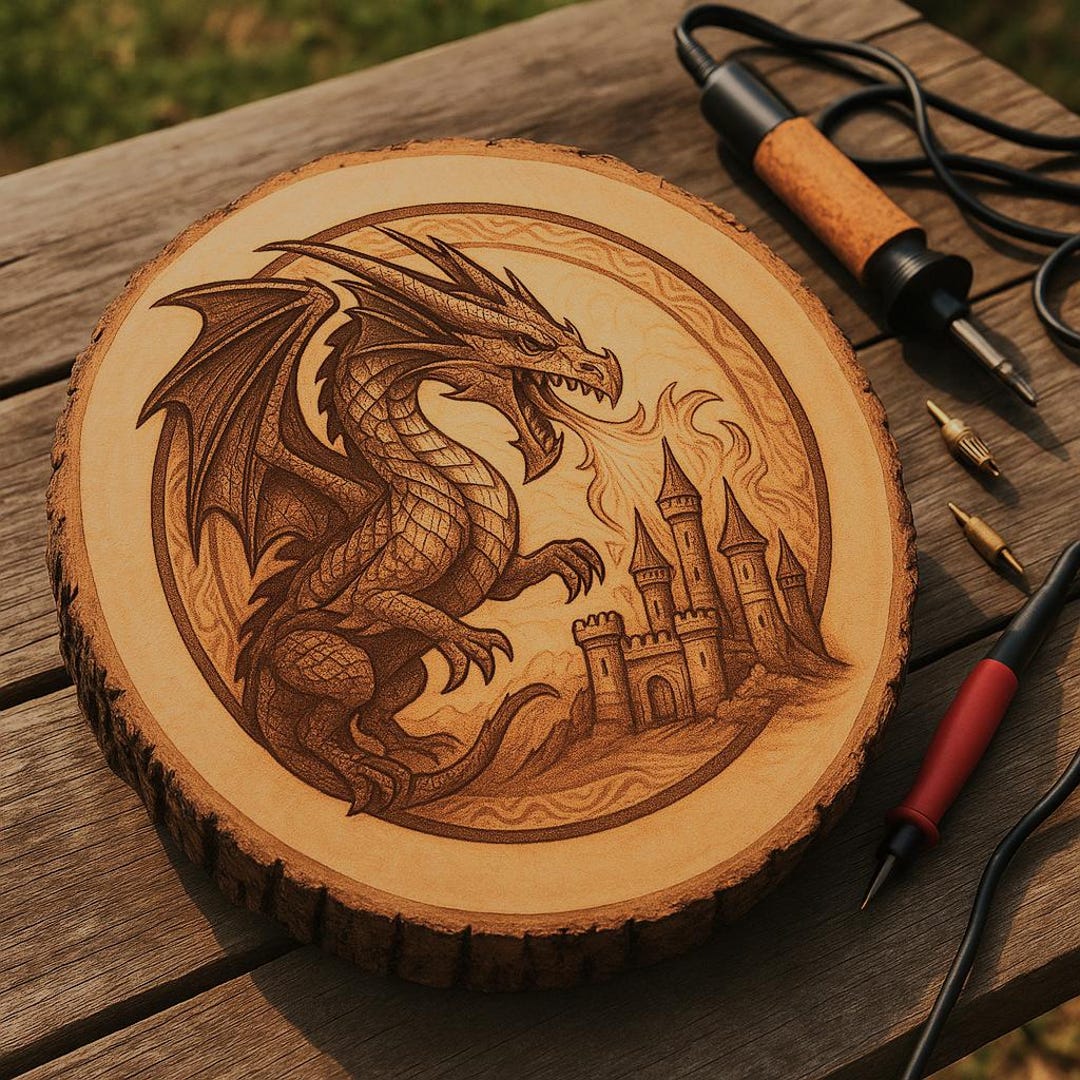4x Fantasy Woodburning Patterns | Fantasy PNG Designs | Printable ...
