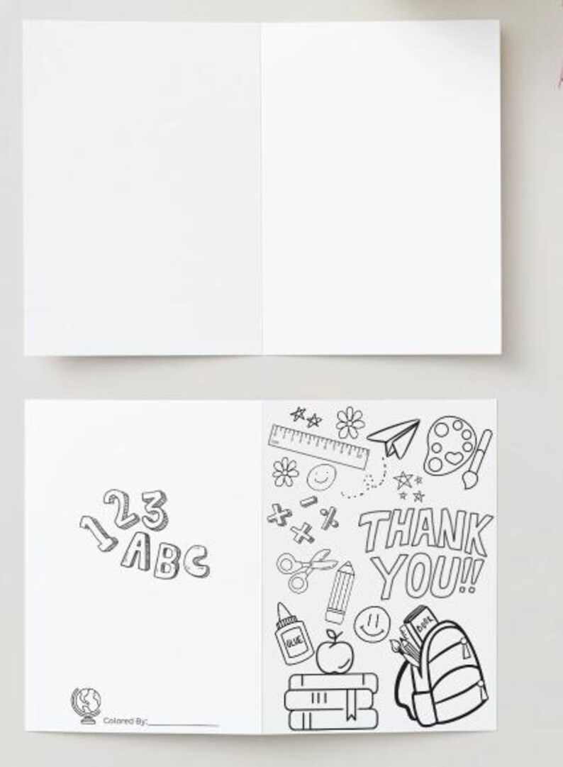 Printable Thank You Teacher Card to Color – DIY Coloring Card for Kids ...
