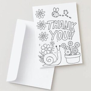 Printable Thank You Card to Color – DIY Coloring Card for Kids, Instant ...