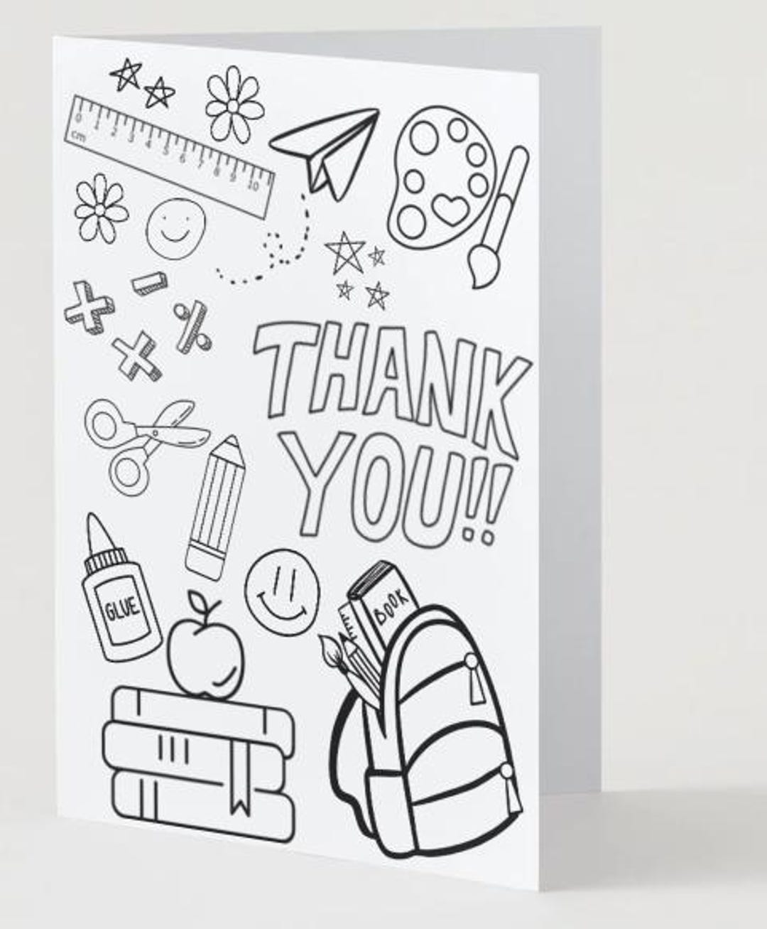 Printable Thank You Teacher Card to Color – DIY Coloring Card for Kids ...