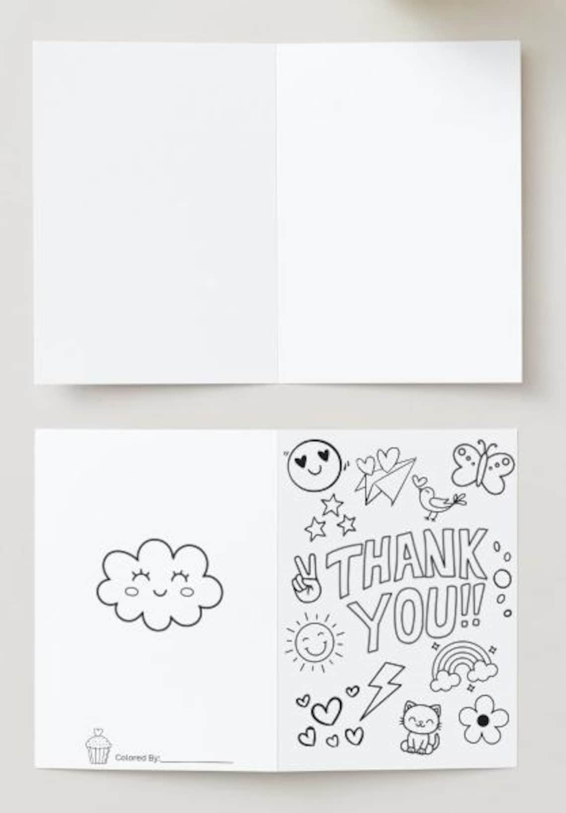Printable Thank You Card to Color – DIY Coloring Card for Kids, Instant ...
