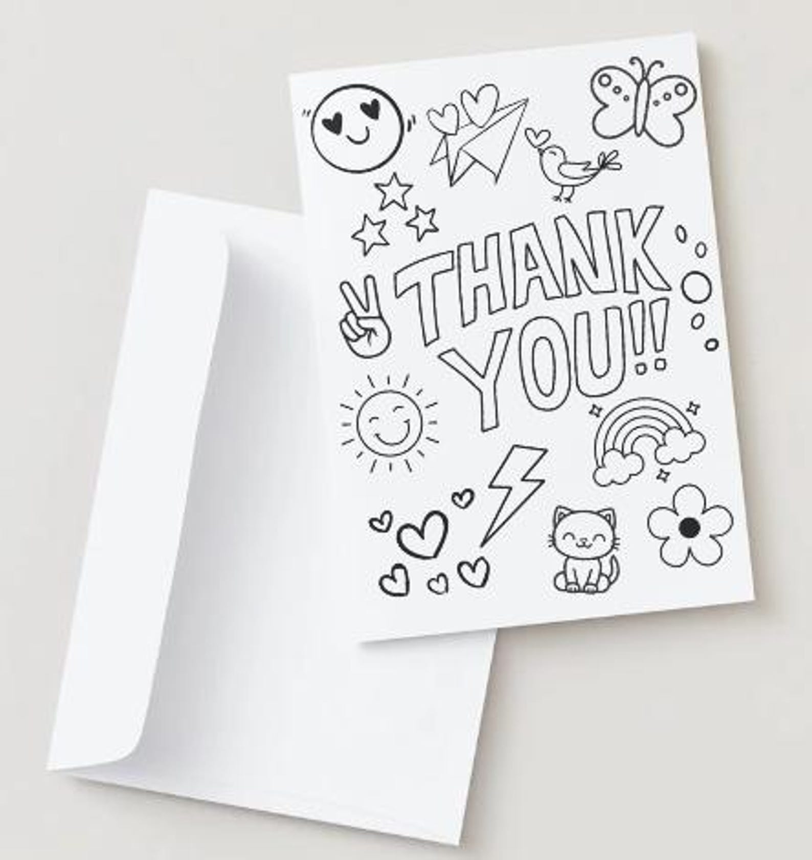 Printable Thank You Card to Color – DIY Coloring Card for Kids, Instant ...