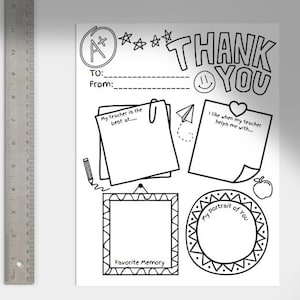 Printable Thank You Teacher Paper to Color – DIY Coloring Card for Kids ...