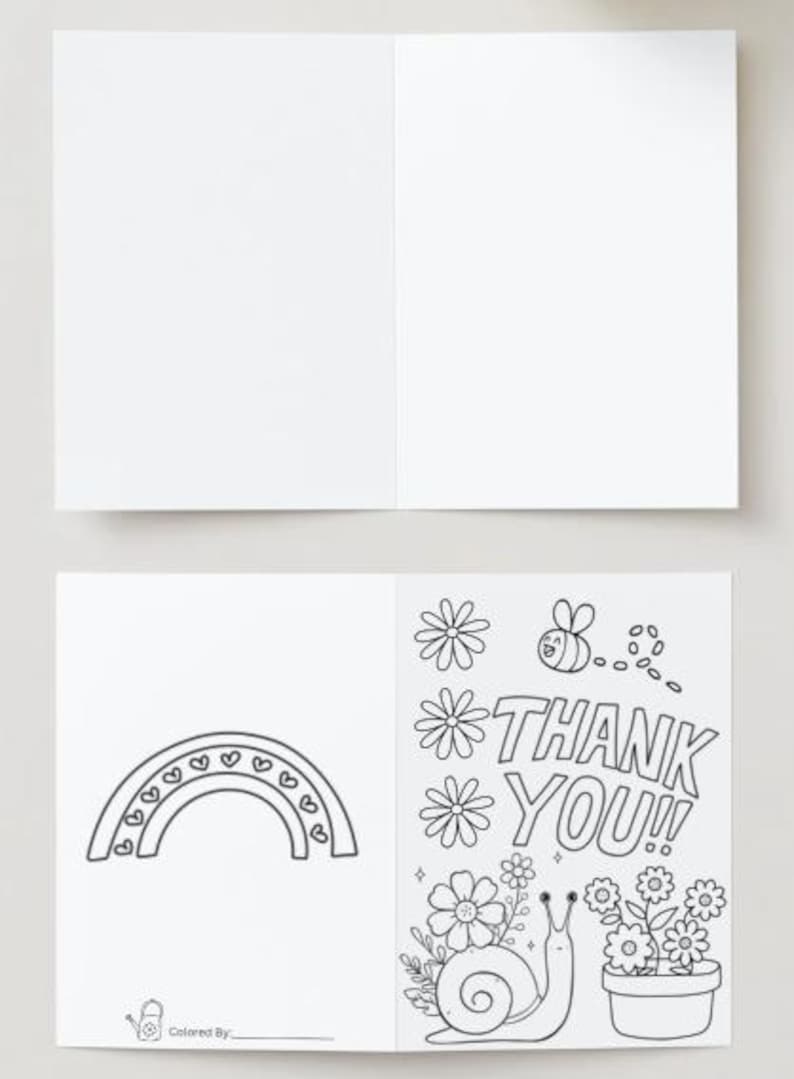 Printable Thank You Card to Color – DIY Coloring Card for Kids, Instant ...