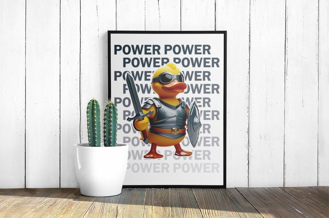 Power Duck Poster – Warrior Rubber Duck Wall Art – Funny Digital ...
