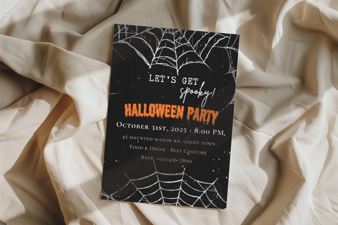 Spooky Halloween Party Invitation Template: Editable Canva Design ...