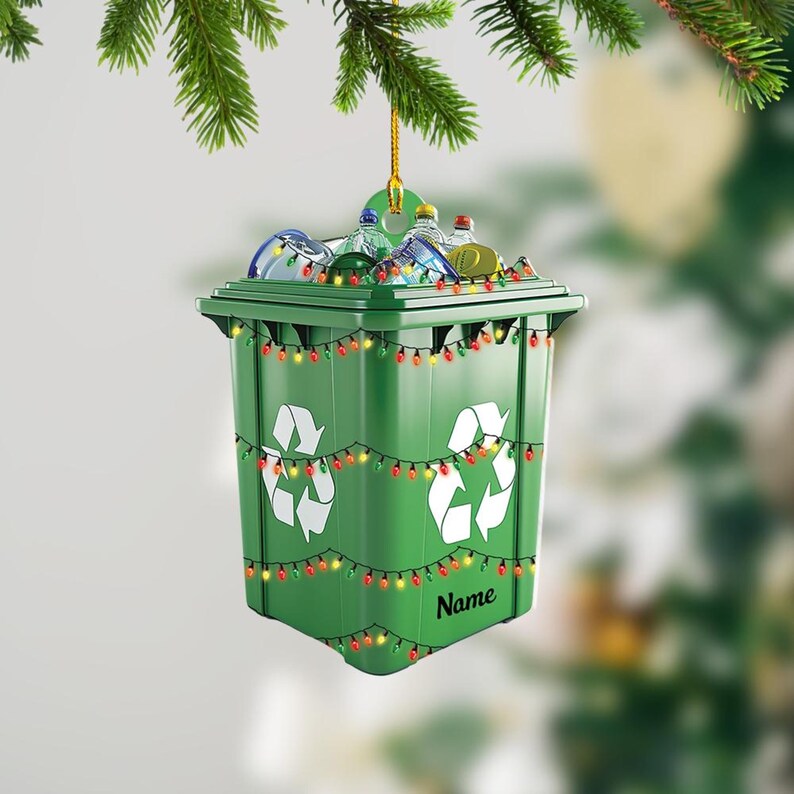 Personalized Recycling Bin Christmas Ornament – Custom Name Trash Can ...
