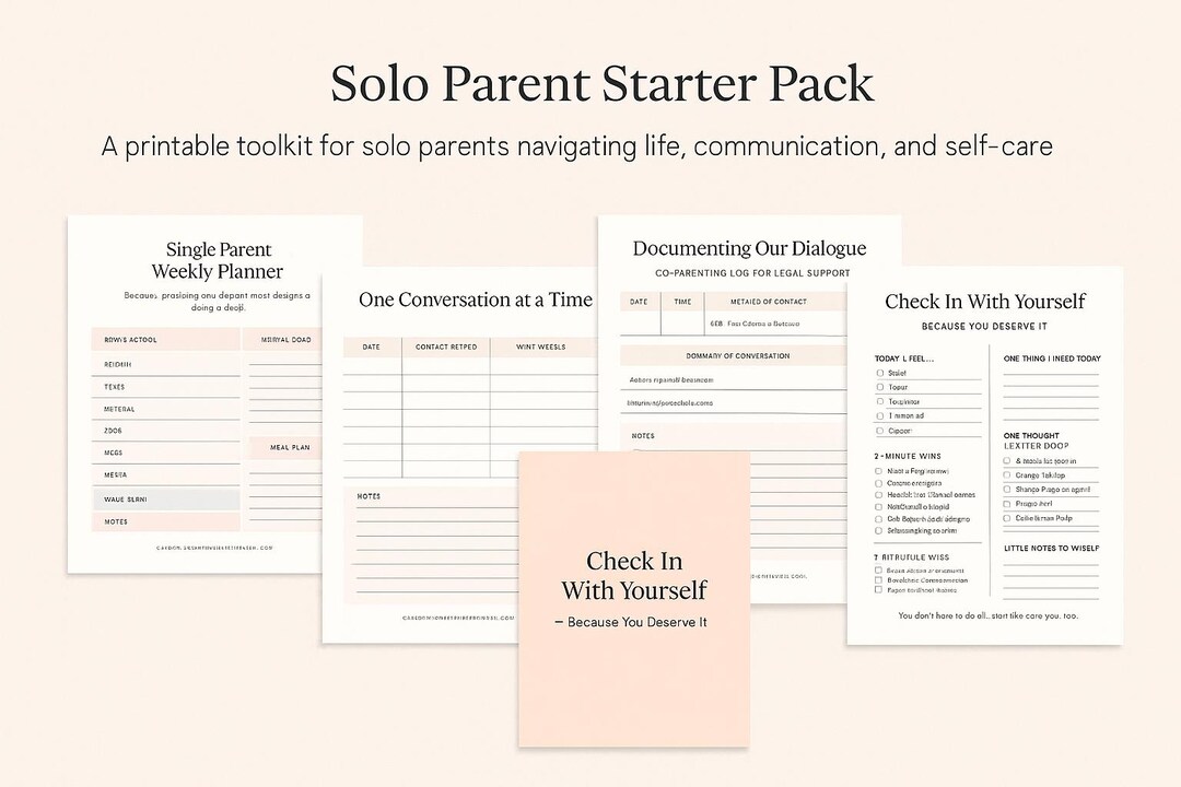 Solo Parent Starter Pack – Printable Bundle for Co-parenting, Self-care ...