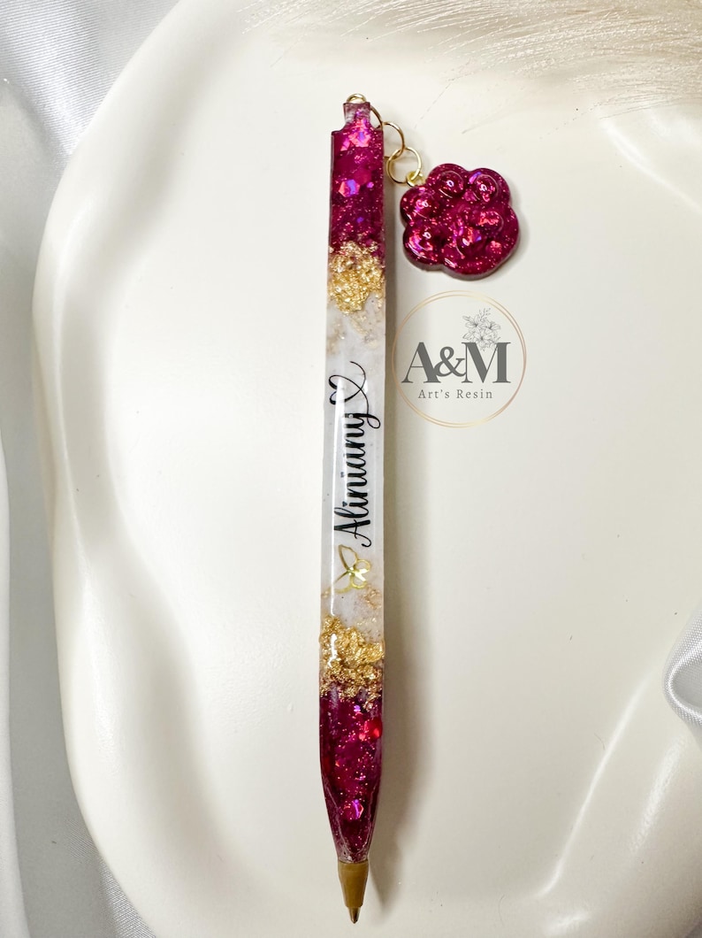 Personalized Resin Keychain, Pen & Bookmark Gift Set - Etsy UK