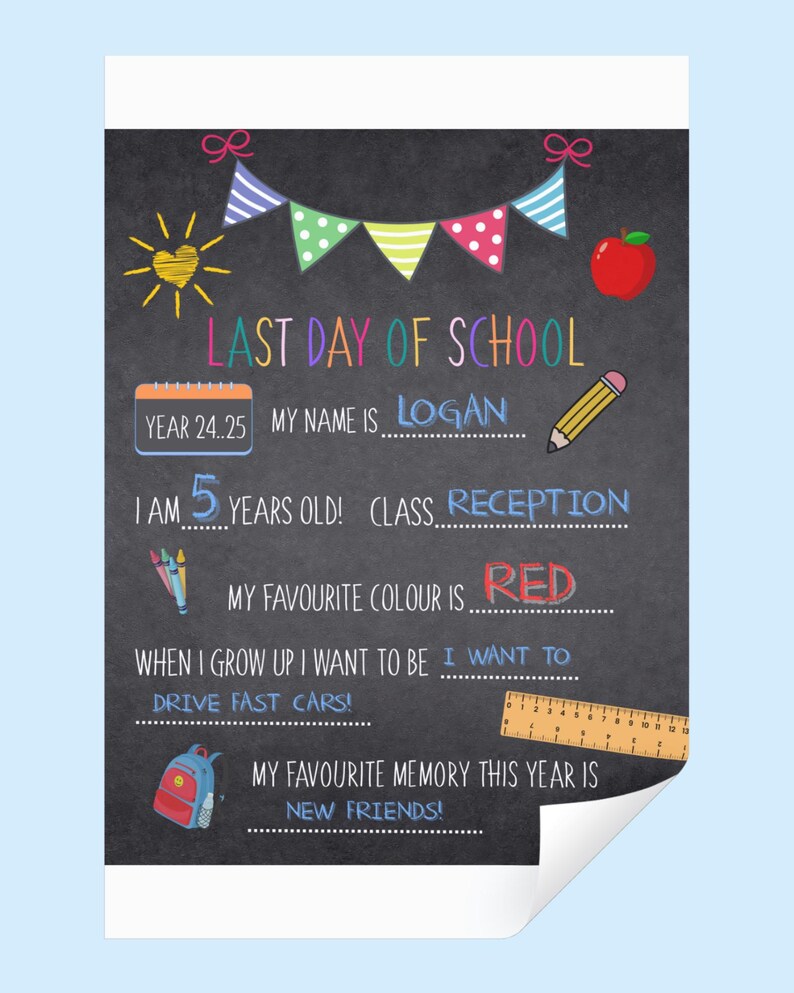 Editable Last Day of School Sign | Canva Template | Chalkboard Poster ...