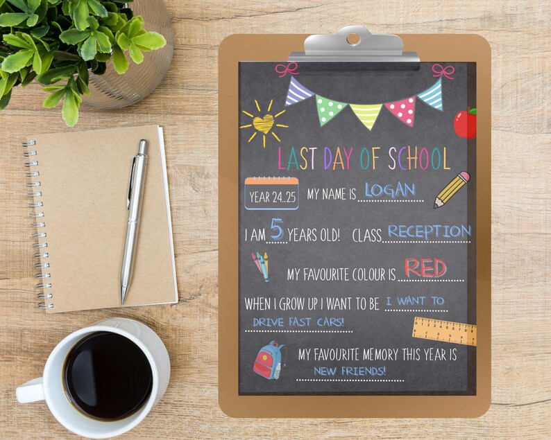 Editable Last Day of School Sign | Canva Template | Chalkboard Poster ...