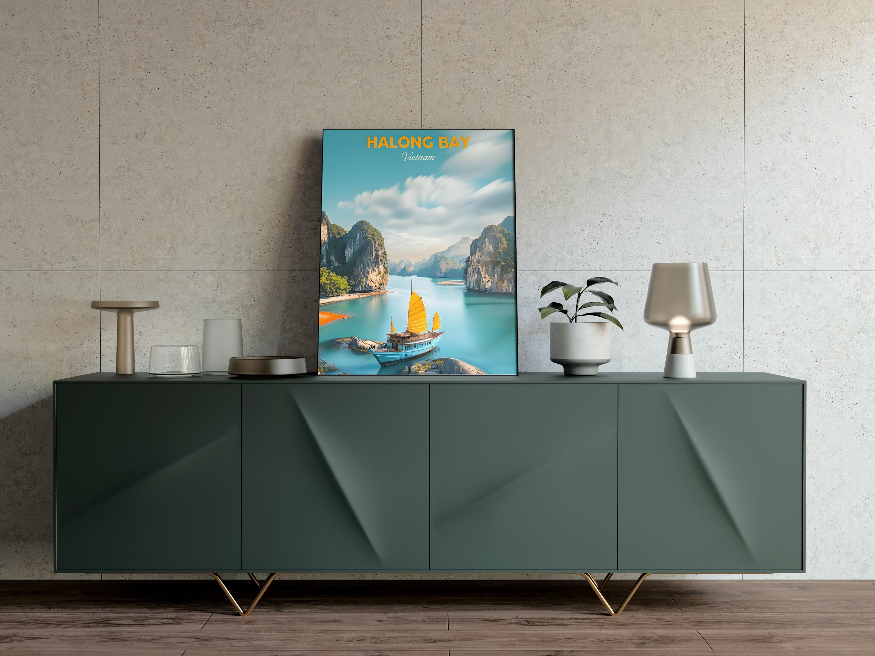 Ha Long Bay Vietnam Travel Poster – Minimalist Scenic Landscape Wall ...