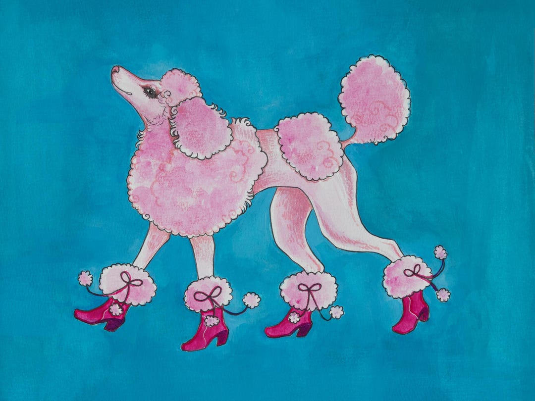 Pink Poodle "prissy Boots" Art Print 8.25x11 - Etsy
