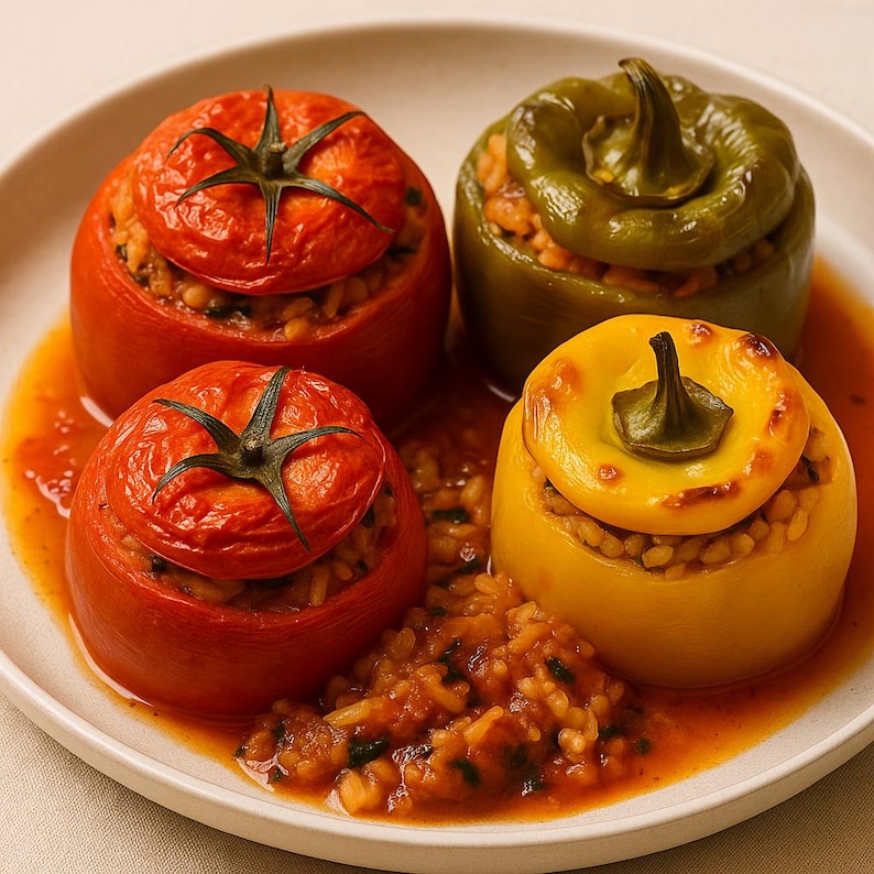BEST Greek Gemista – Stuffed Tomatoes & Peppers With Rice (vegan Option ...