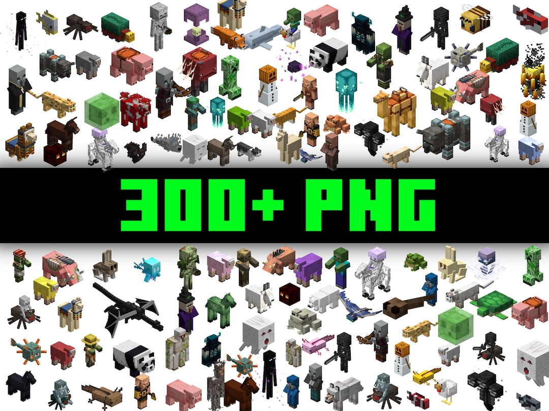 Minecraft PNG Pack - 300+ Mobs | Printable | Instant Download | Ideal ...