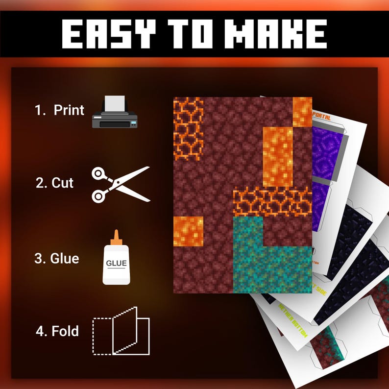 Minecraft Nether Portal Template | 3D Printable DIY Kit | Gamer Room ...