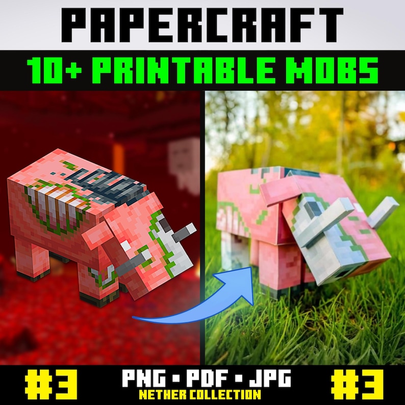 Minecraft Nether Papercraft Set – 10+ Printable Mob Figures, Unique ...