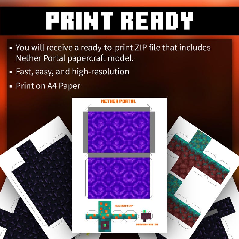Minecraft Nether Portal Template | 3D Printable DIY Kit | Gamer Room ...
