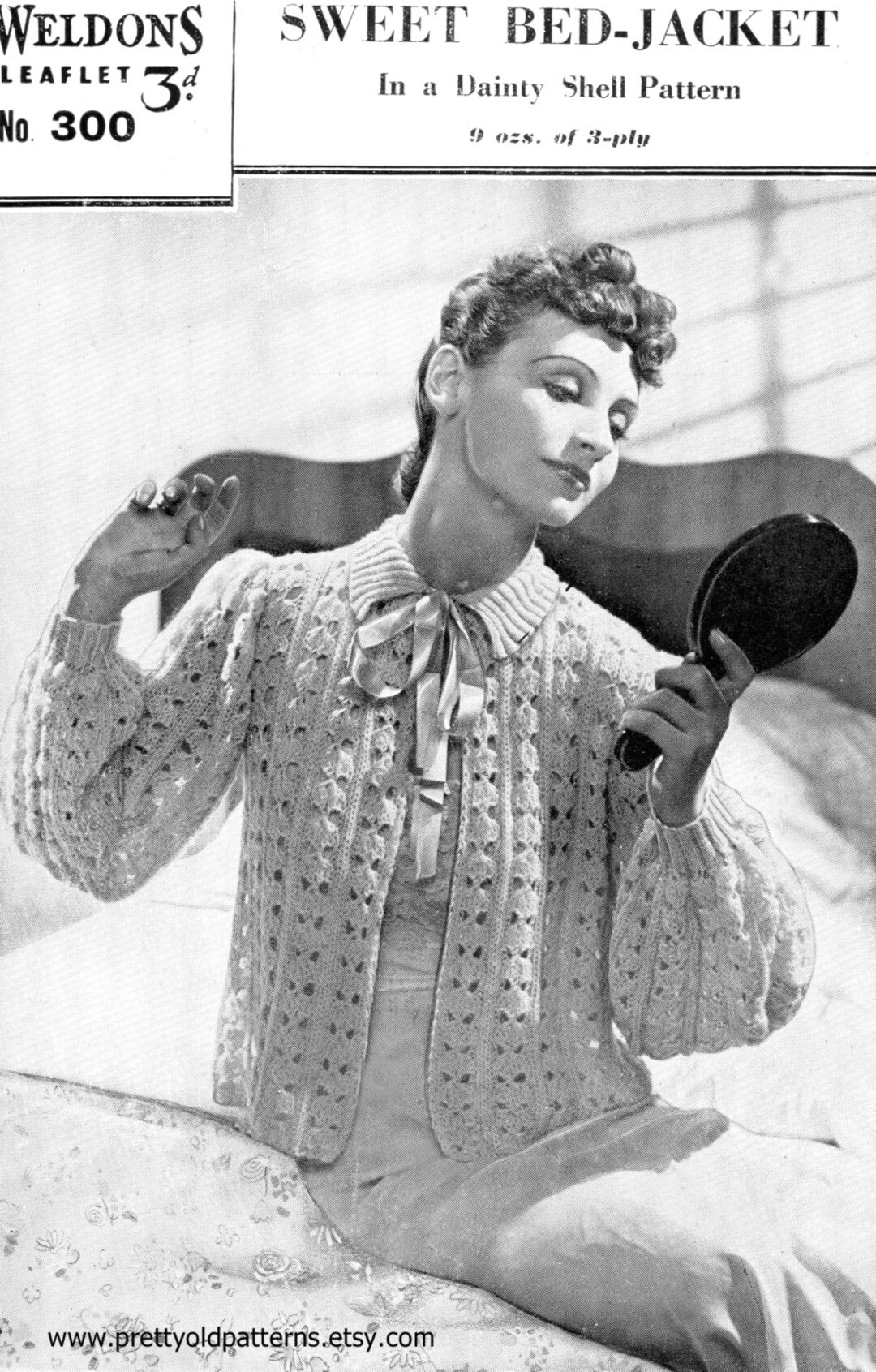 Shell Pattern Bed Jacket or Cardigan Ladies 36 to 40 Bust Weldons 300 ...