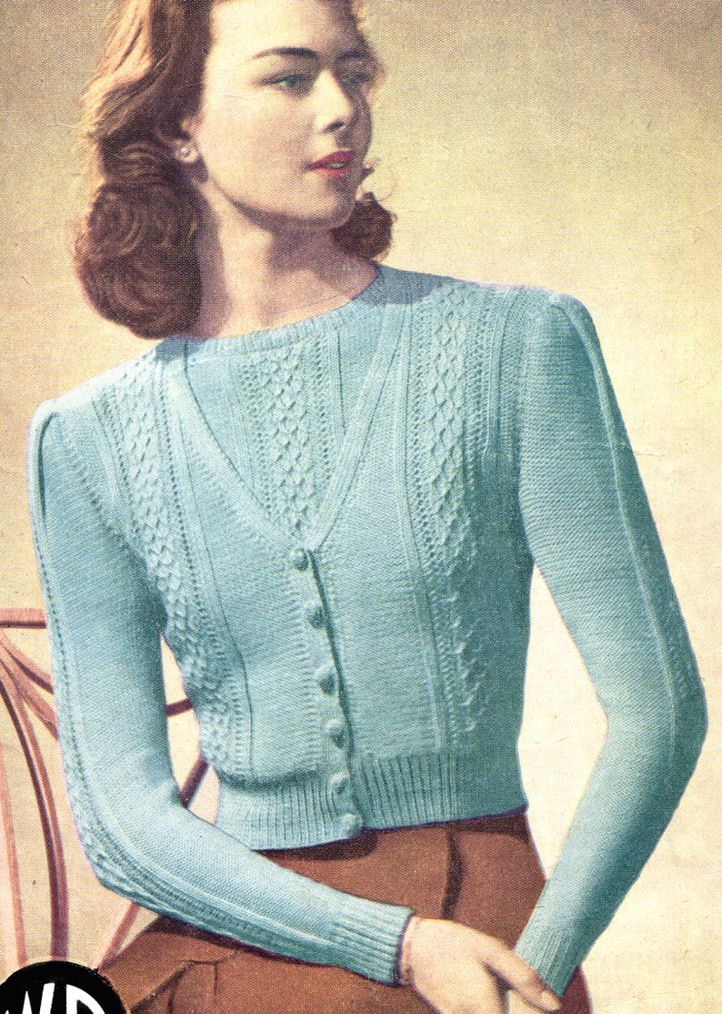 Mid 1940s Twin Set Cardigan Sweater Jumper 33 to 34 Bust Penelope ...