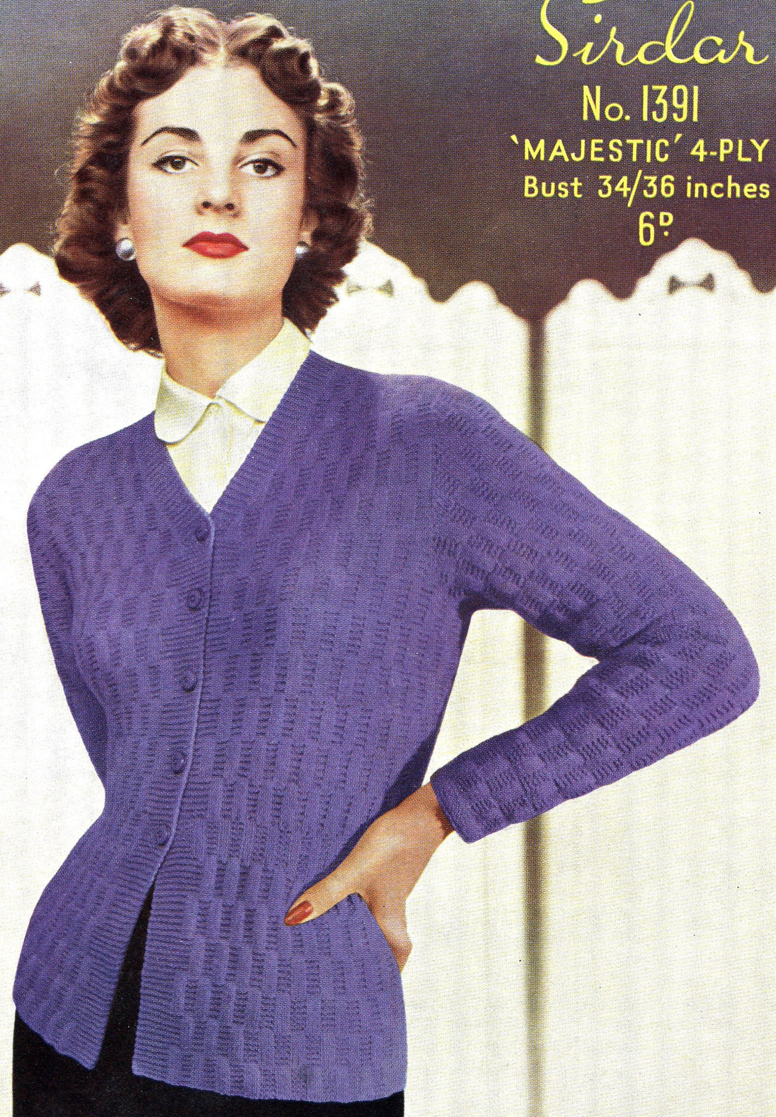 Seriously Stylish Early 1950s Cardigan Jacket 34 to 36 Bust Sirdar 1391 ...