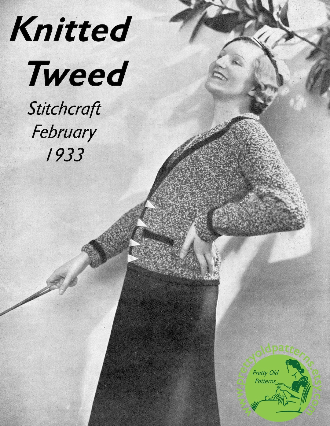 Wonderful 1930s Walking Cardigan Jacket and Cap Knitted Tweed Pattern ...
