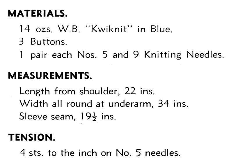 Tonie Basketweave Cardigan Quick and Easy to Knit 1930s 34 Bust Briggs ...