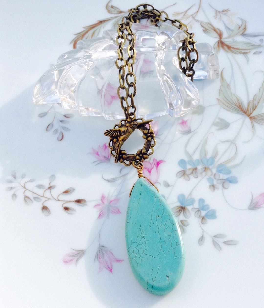 TURQUOISE HUMMINGBIRD PENDANT - Etsy