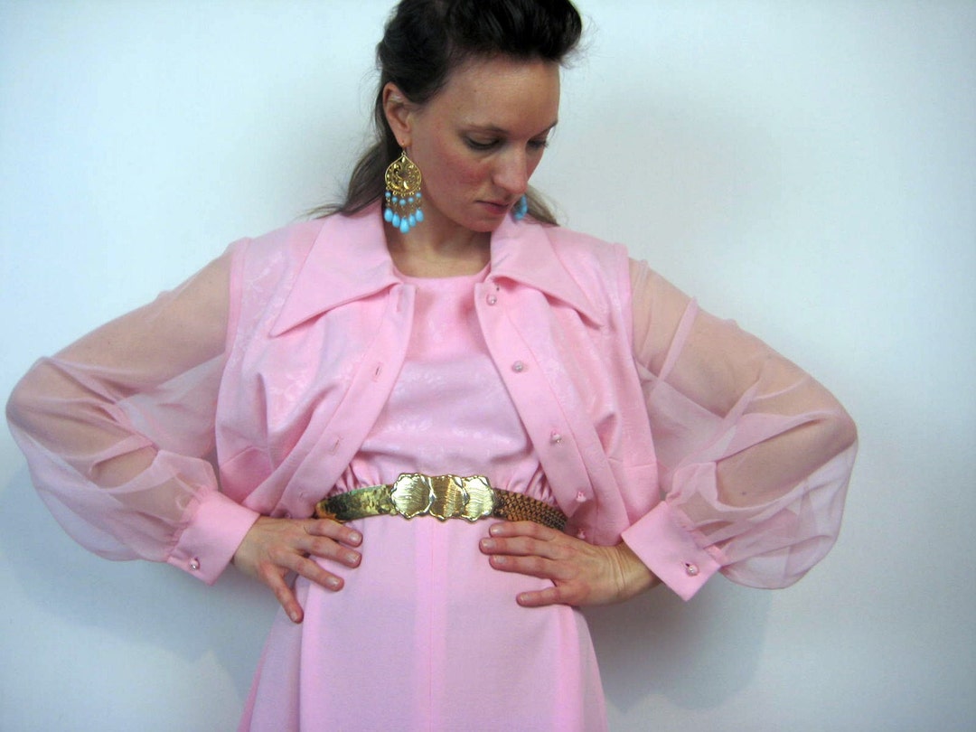 Pink Dress Set Sheer Sleeves Jacket Dream Date Extra Large Plus Evening ...