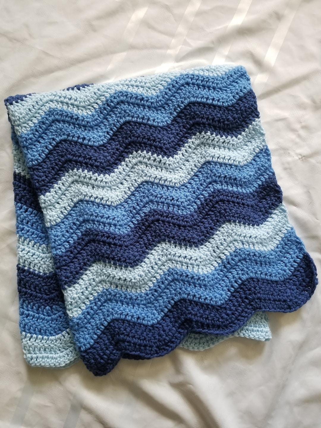 Blue Ombre Crochet Blanket Afghan Throw - Handmade - Made to Order - Etsy Canada