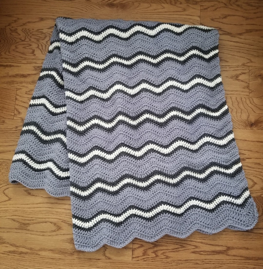 Grey Cream Crochet Blanket Afghan Throw Handmade Gift 50 - Etsy