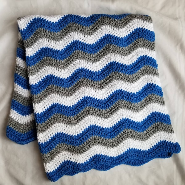 Blue Crochet Blanket - Etsy