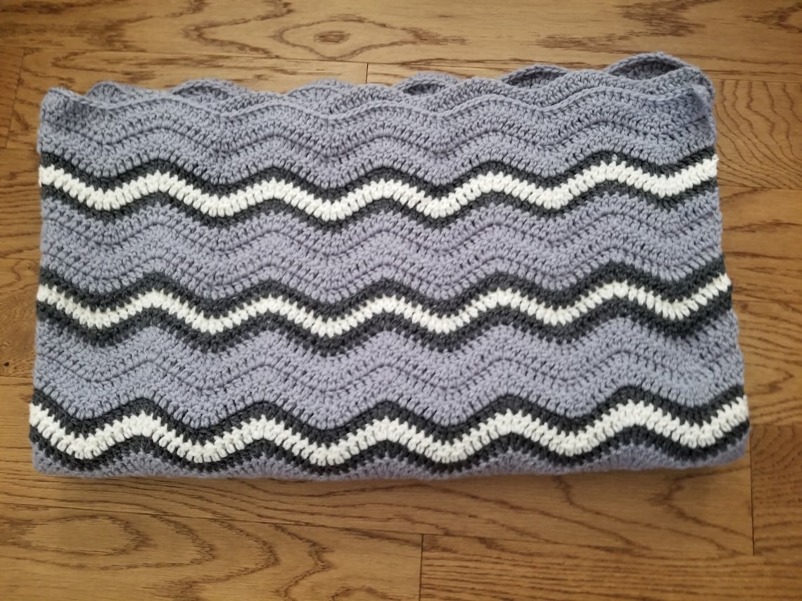 Grey Cream Crochet Blanket Afghan Throw Handmade Gift 50 - Etsy