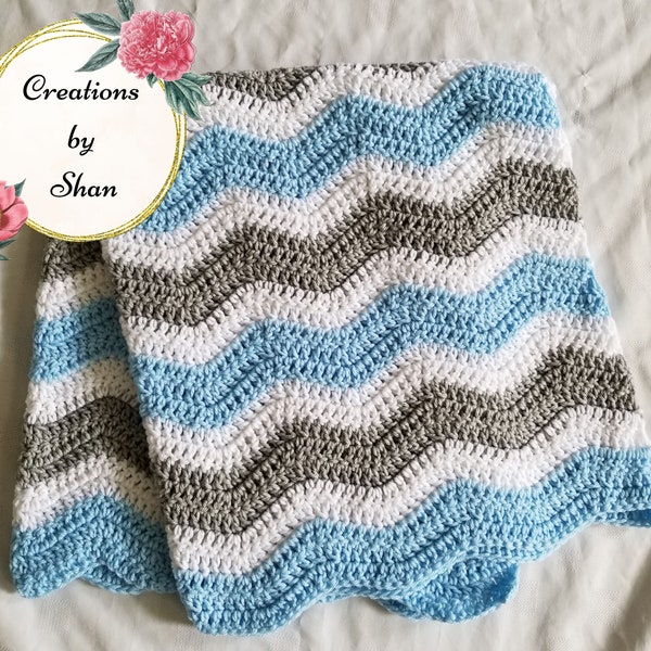Blue Ripple Afghan - Etsy