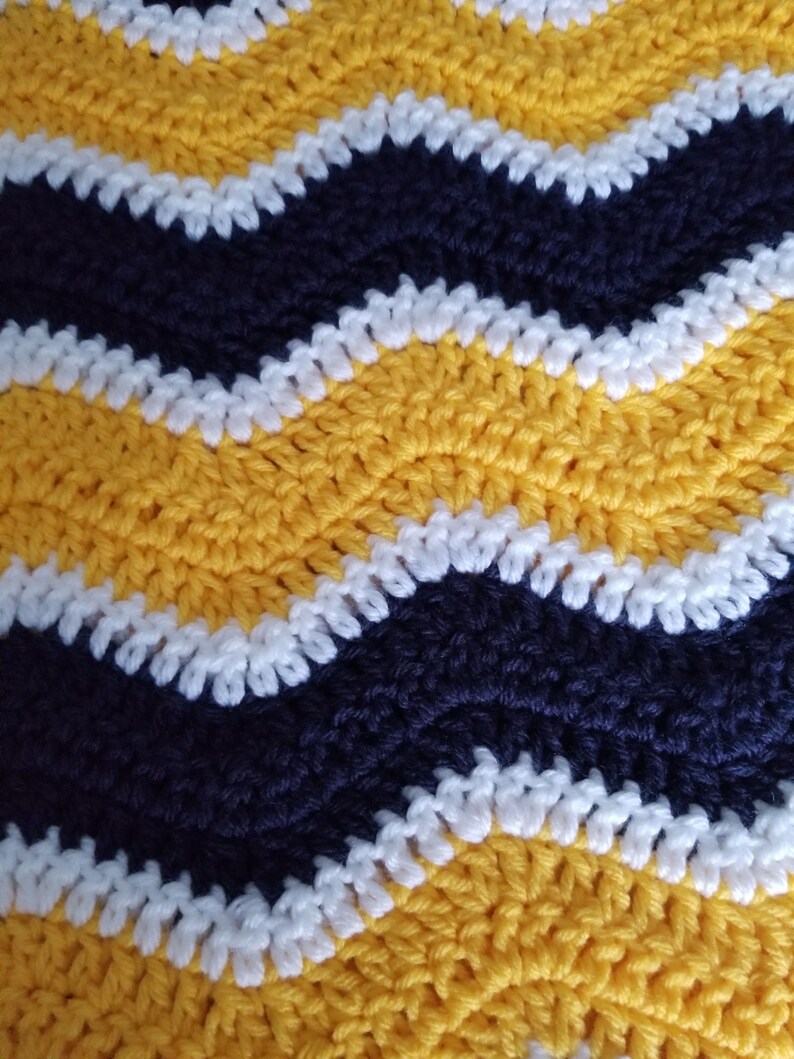 Navy Blue Yellow Crochet Blanket Afghan Throw 10 Sizes Made to Order ...