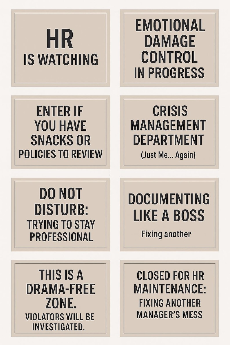HR Office Door Signs – Funny Printable Pack | HR is Watching ...
