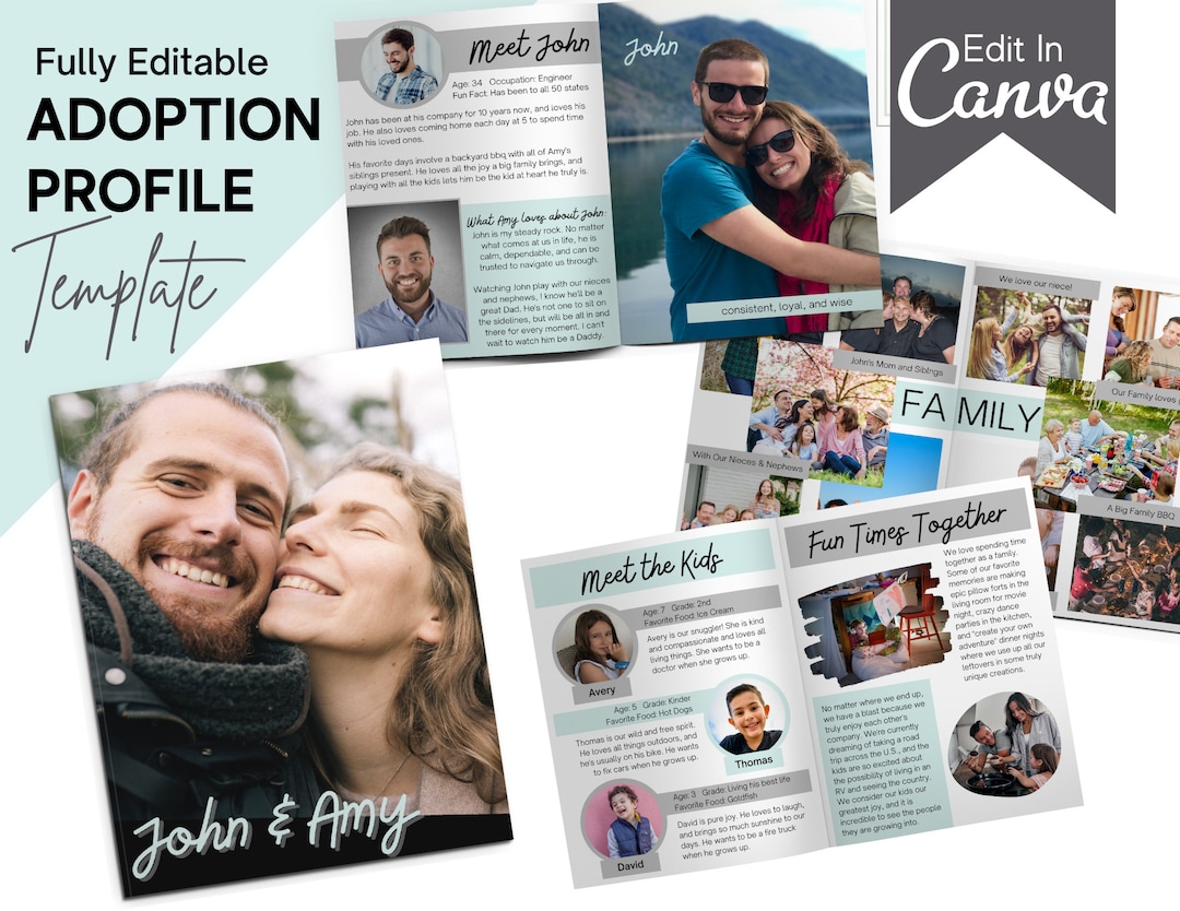 Adoption Book Template With Kids in Home, Profile Book for Birthmother ...