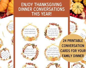 Thanksgiving Conversation Cards Family Friendly Thanksgiving - Etsy
