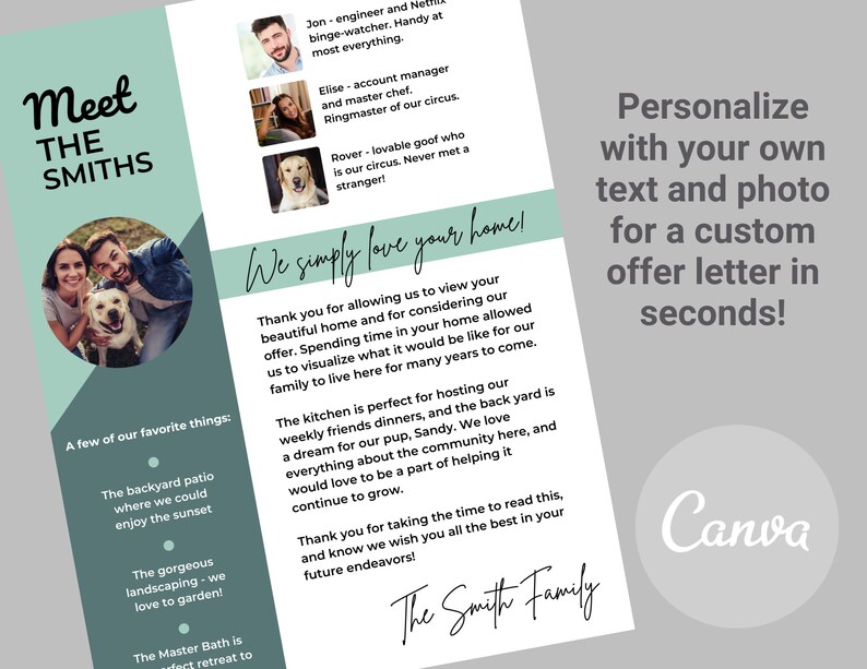Editable Home Offer Letter, Personal Template for Rental, House Cover ...