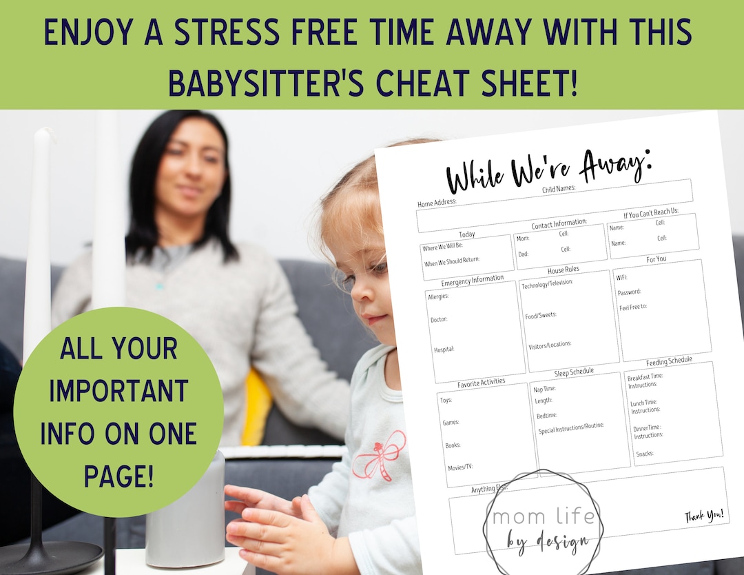 Printable Babysitter Guide With Emergency Contact Information, While We ...