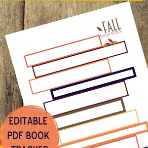Fall Reading Challenge, Autumn Themed Book Log, Printable Book Stack ...