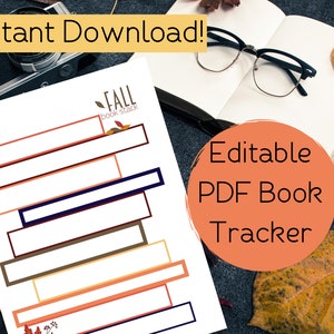 Fall Reading Challenge, Autumn Themed Book Log, Printable Book Stack ...