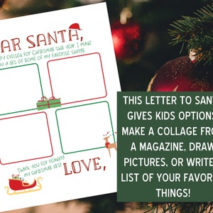 Letter to Santa Printable Wish List, Christmas Gift List Note to Santa ...