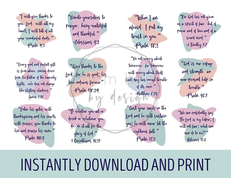 Scripture Memory Card Digital Download With Bible Verses for - Etsy